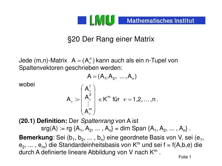 PPT - §20 Der Rang einer Matrix PowerPoint Presentation, free download - ID:4862671