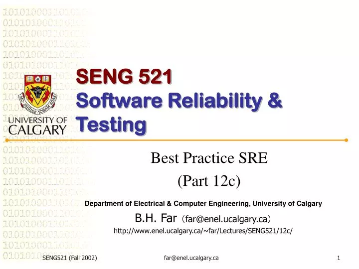 PPT - SENG 521 Software Reliability & Testing PowerPoint Presentation ...