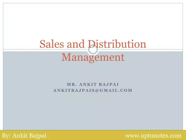 PPT - Sales and Distribution Management PowerPoint Presentation, free ...