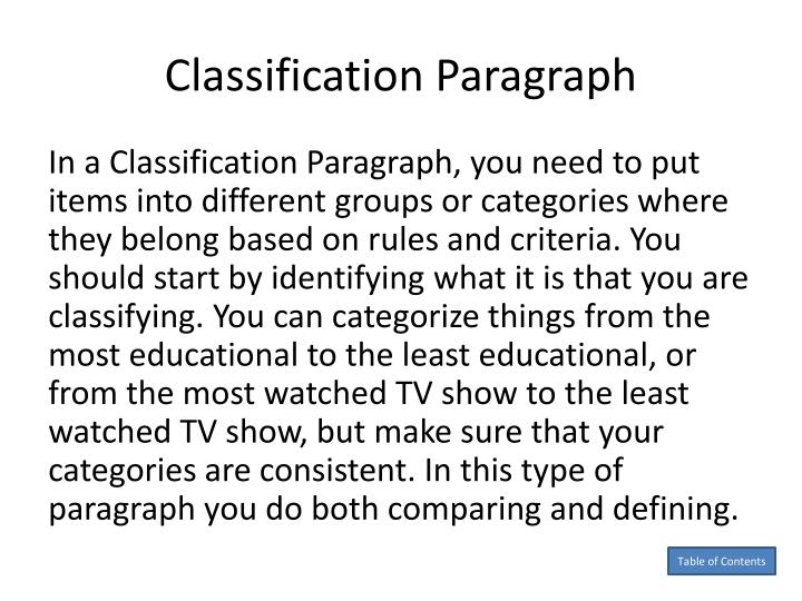  Classification Paragraph How To Write A Classification Essay 2019 02 08