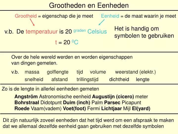 PPT - Grootheden en Eenheden PowerPoint Presentation, free download ...