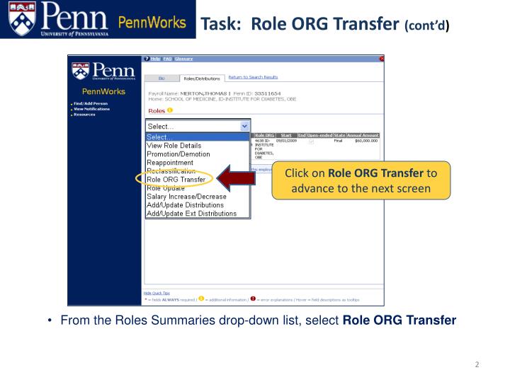 PPT - Task: Role ORG Transfer PowerPoint Presentation - ID:4866503