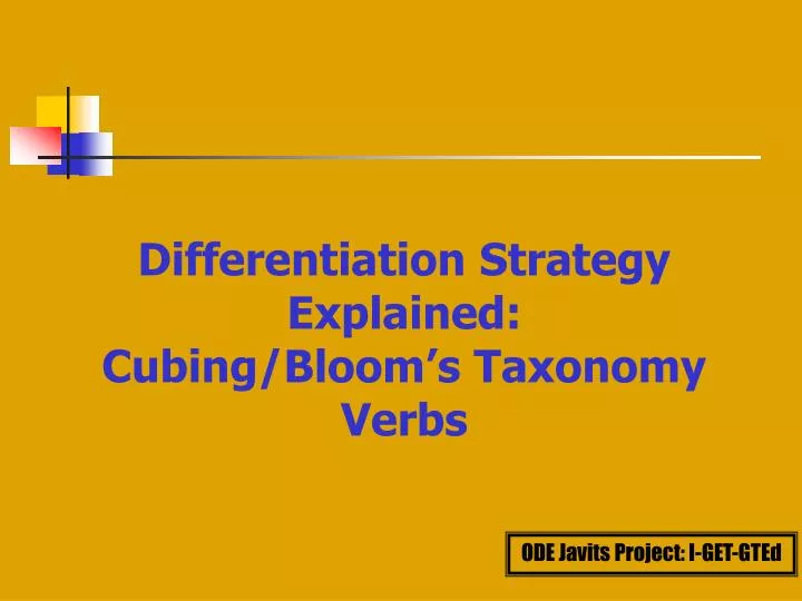 PPT - Differentiation Strategy Explained: Cubing/Bloom’s Taxonomy Verbs ...