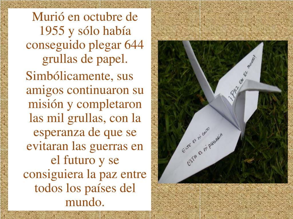 PPT - Leyenda de Sadako Sasaki y las mil grullas de origami PowerPoint ...