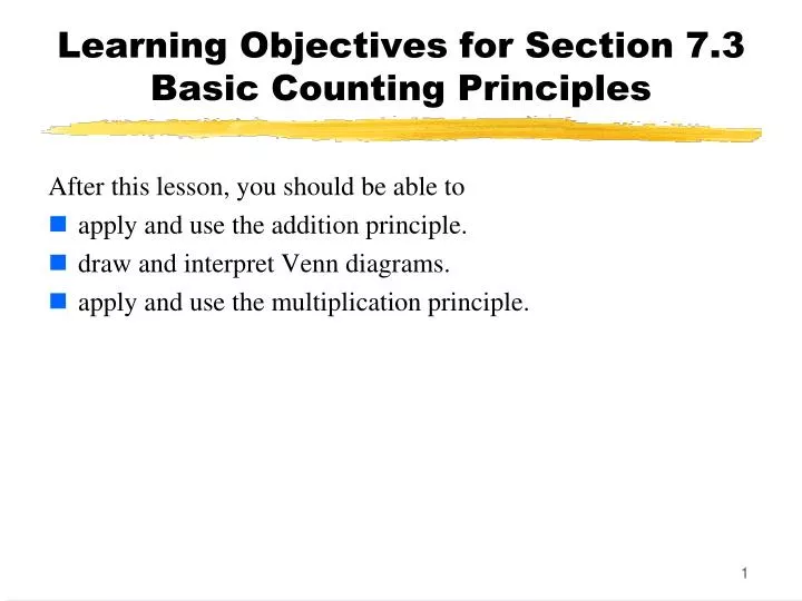 PPT - Learning Objectives for Section 7.3 Basic Counting Principles PowerPoint Presentation - ID ...