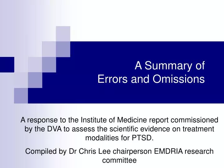 PPT - A Summary of Errors and Omissions PowerPoint Presentation, free ...