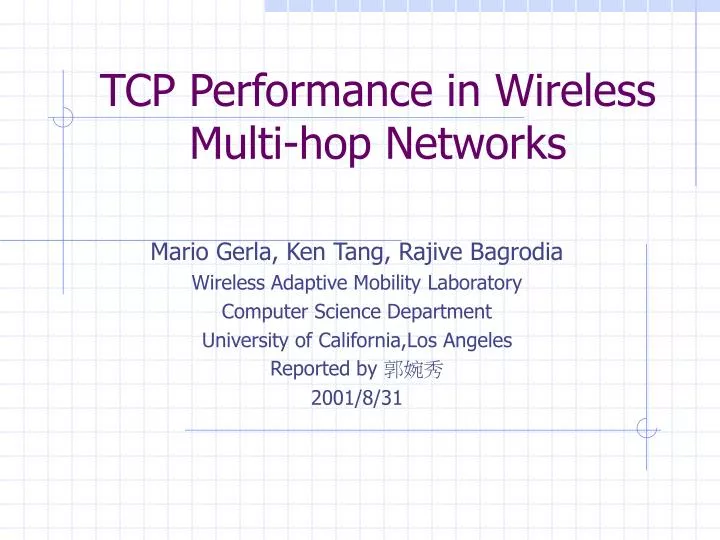 Ppt Tcp Performance In Wireless Multi Hop Networks Powerpoint 2183