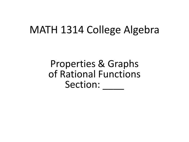 Ppt Math 1314 College Algebra Powerpoint Presentation Free Download Id 4874087