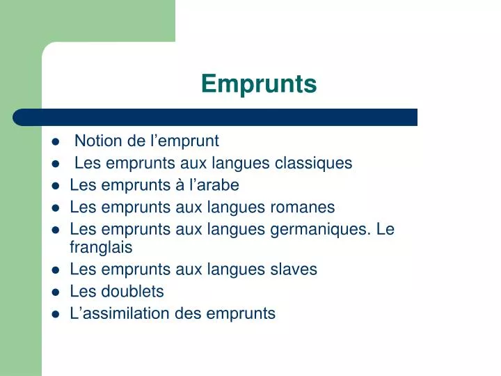 PPT - Emprunts PowerPoint Presentation, free download - ID:4880521