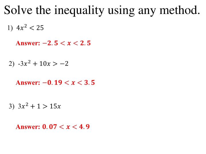 PPT - 4.9 Solving Quadratic Inequalities PowerPoint Presentation - ID ...