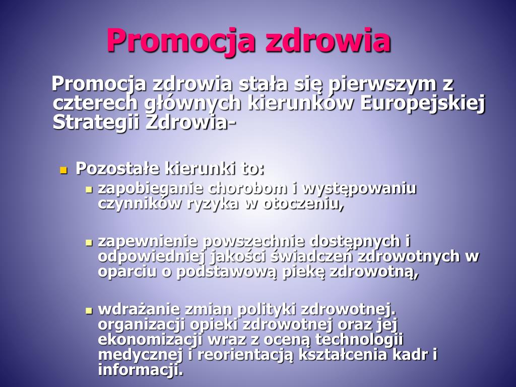 PPT - Zdrowie, promocja i profilaktyka zdrowia. PowerPoint Presentation ...