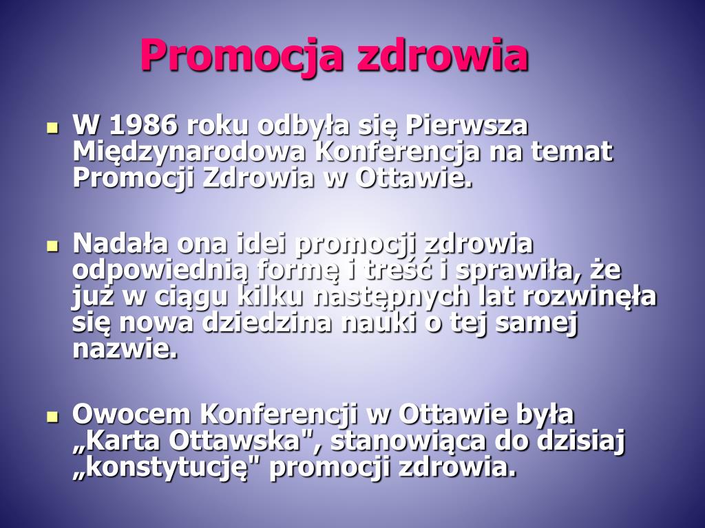 PPT - Zdrowie, promocja i profilaktyka zdrowia. PowerPoint Presentation ...