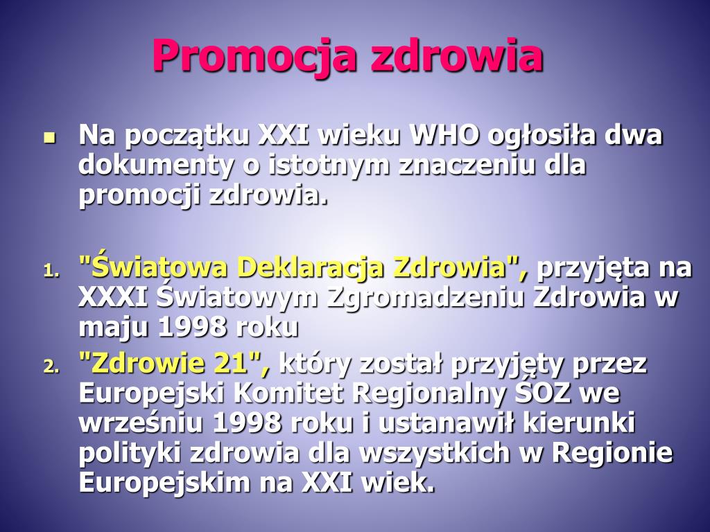 PPT - Zdrowie, promocja i profilaktyka zdrowia. PowerPoint Presentation ...
