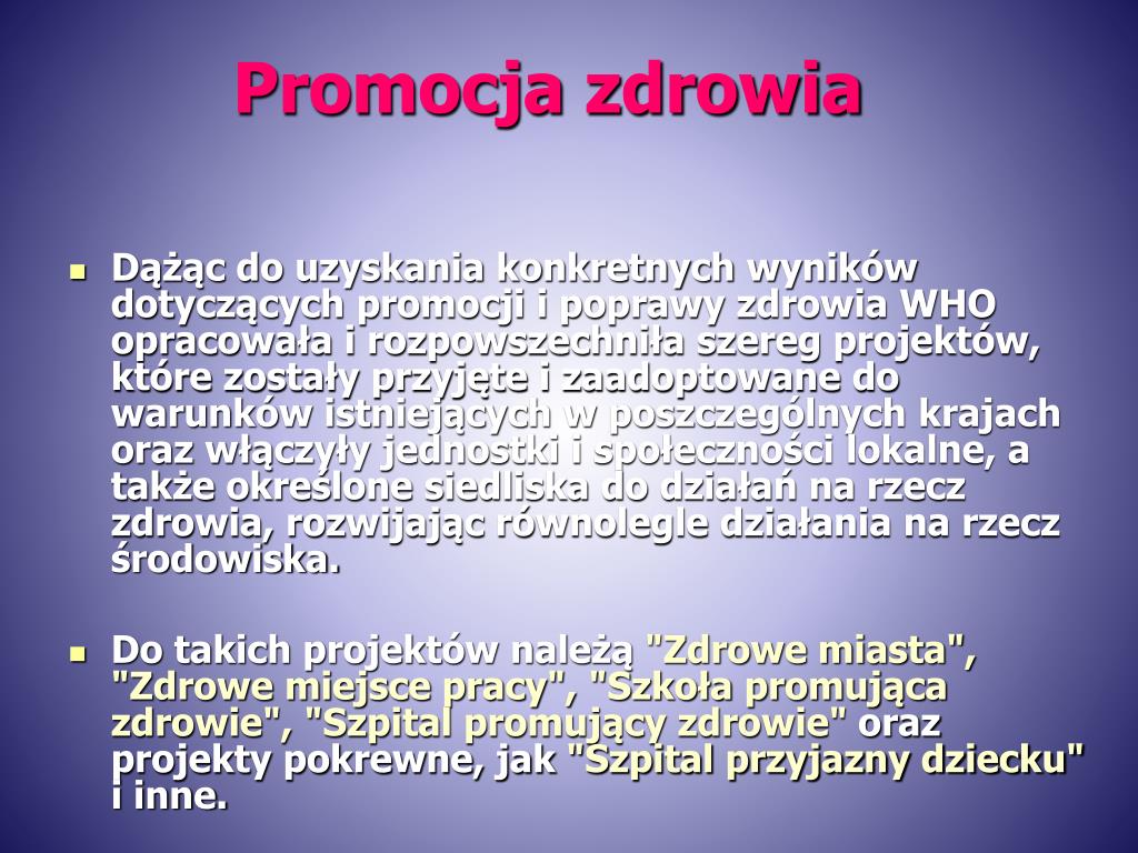 PPT - Zdrowie, promocja i profilaktyka zdrowia. PowerPoint Presentation ...