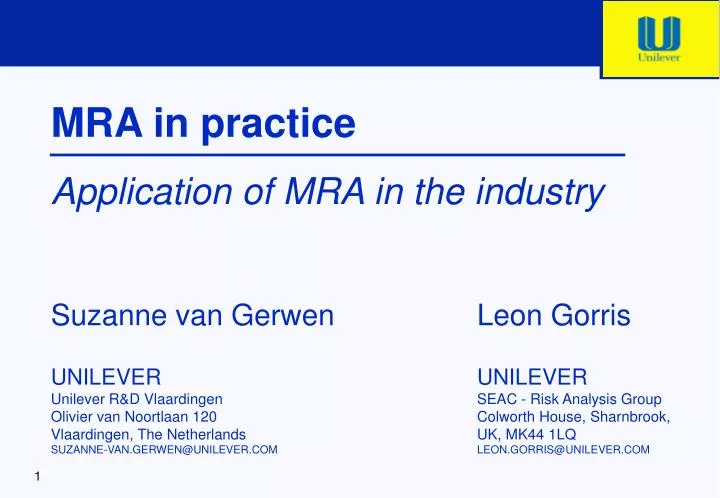 PPT - MRA in practice Application of MRA in the industry PowerPoint ...