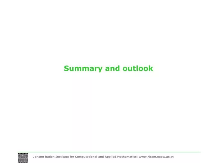 PPT - Summary and outlook PowerPoint Presentation, free download - ID ...