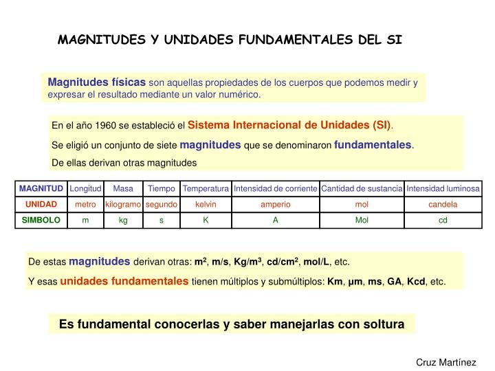 PPT - Magnitudes y unidades fundamentales del SI PowerPoint ...