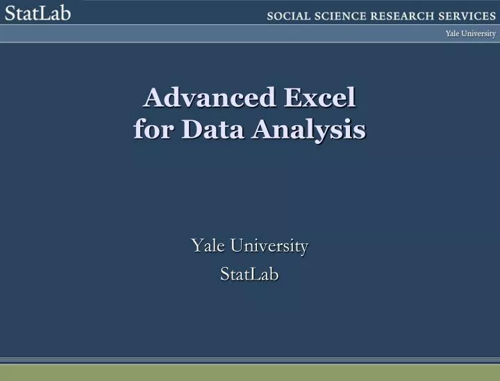 PPT - Advanced Excel for Data Analysis PowerPoint Presentation, free ...