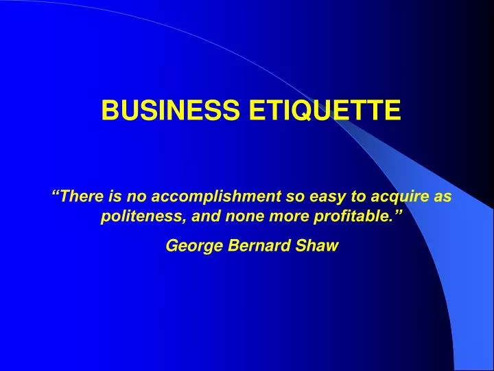 PPT - BUSINESS ETIQUETTE PowerPoint Presentation, free download - ID ...