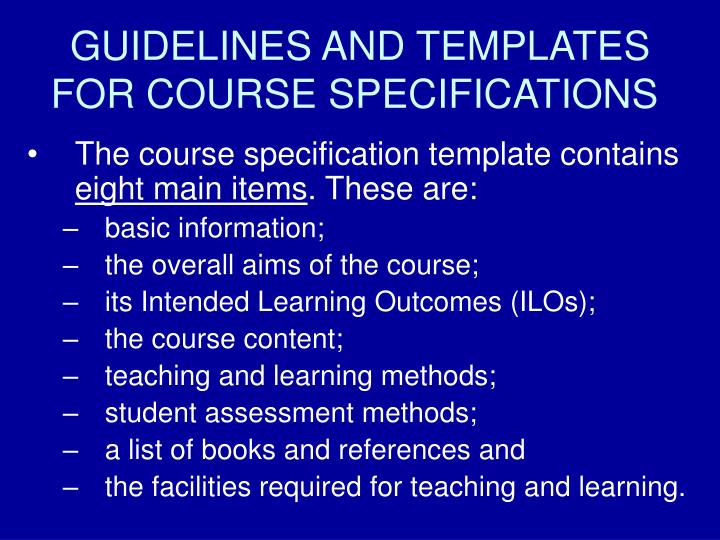 PPT - Course Specification and ILO’s PowerPoint Presentation - ID:4903285