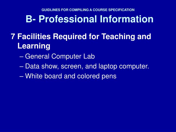 PPT - Course Specification and ILO’s PowerPoint Presentation - ID:4903285