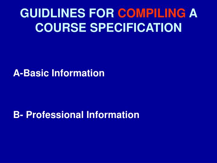 PPT - Course Specification and ILO’s PowerPoint Presentation - ID:4903285