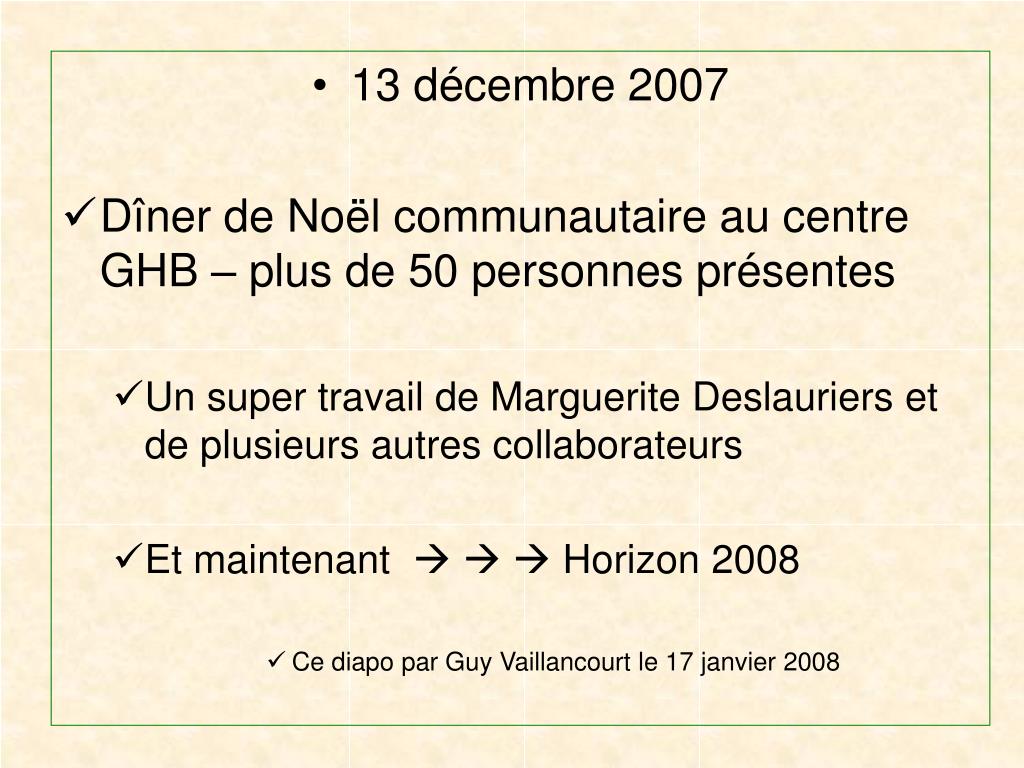 PPT - - Logistique de la salle : Conrad Bouchard, Gilbert Brière ...
