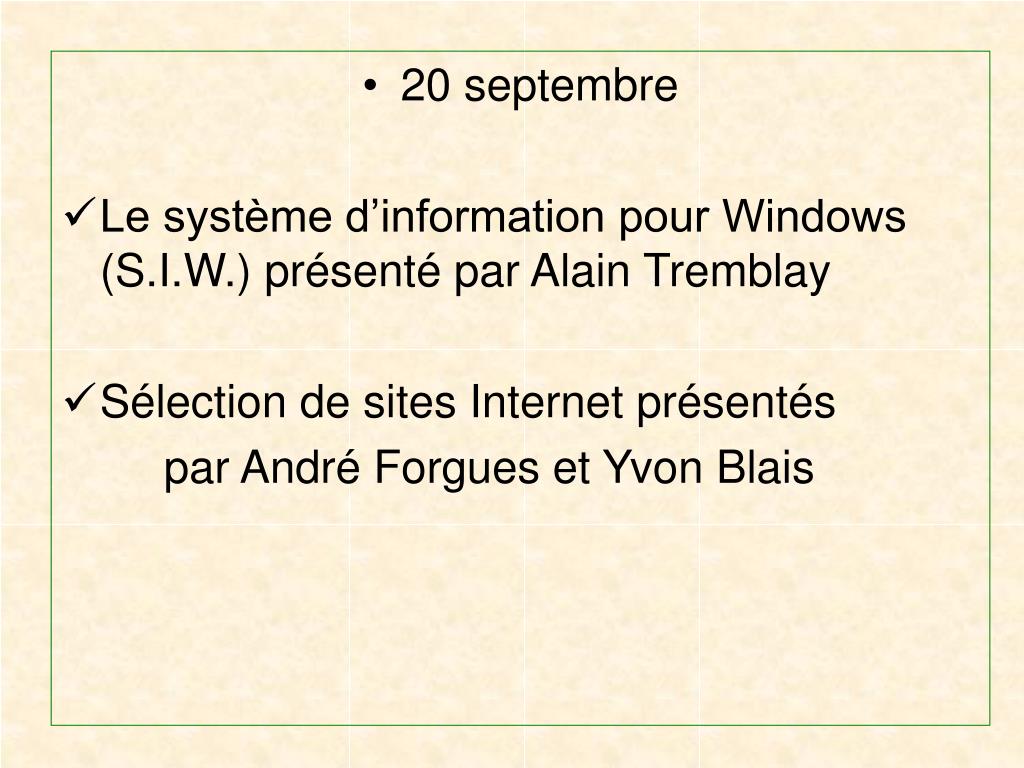 PPT - - Logistique de la salle : Conrad Bouchard, Gilbert Brière ...