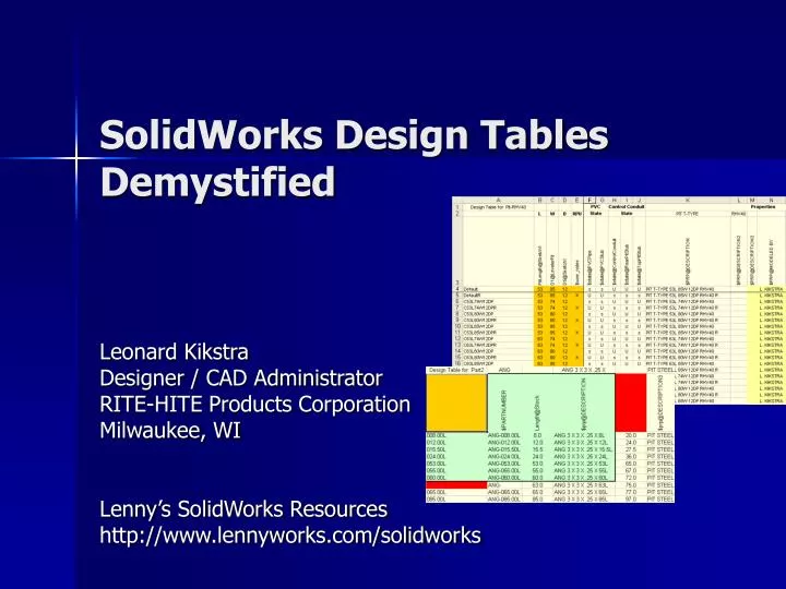 PPT - SolidWorks Design Tables Demystified PowerPoint Presentation ... PPT - SolidWorks Design Tables Demystified PowerPoint Presentation ...