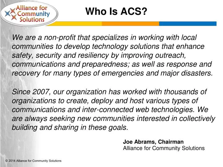 PPT - Who Is ACS? PowerPoint Presentation, free download - ID:4908079