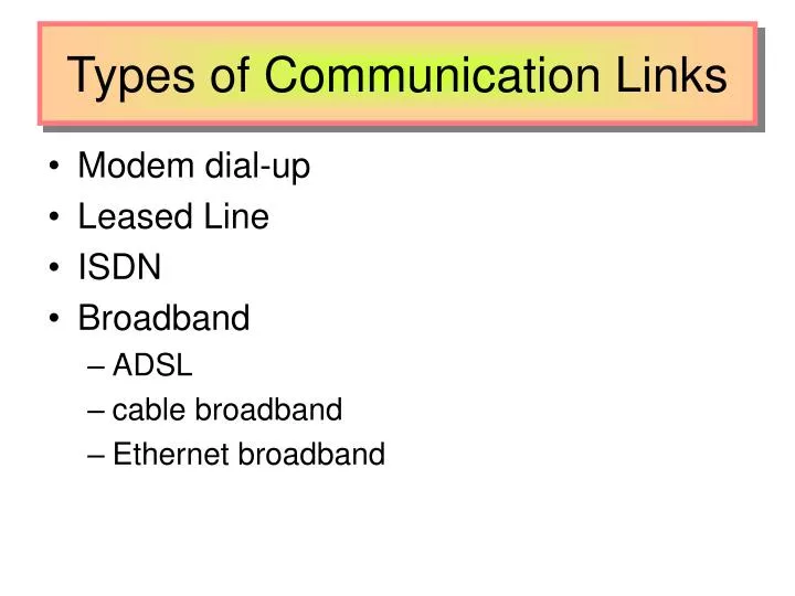 PPT - Types of Communication Links PowerPoint Presentation, free ... PPT - Types of Communication Links PowerPoint Presentation, free ...