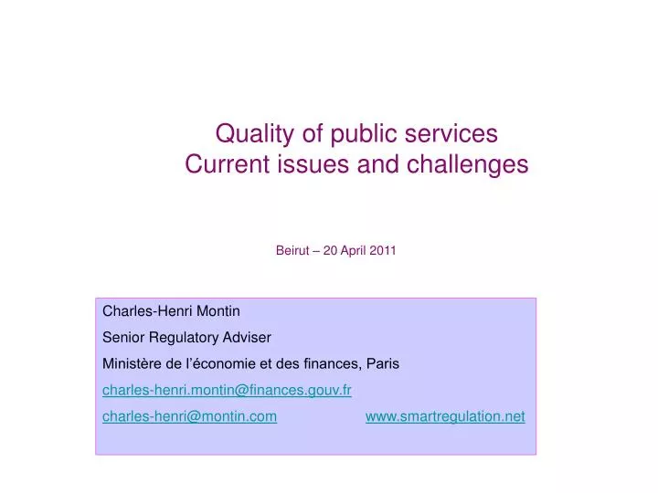 PPT - Quality of public services Current issues and challenges ...