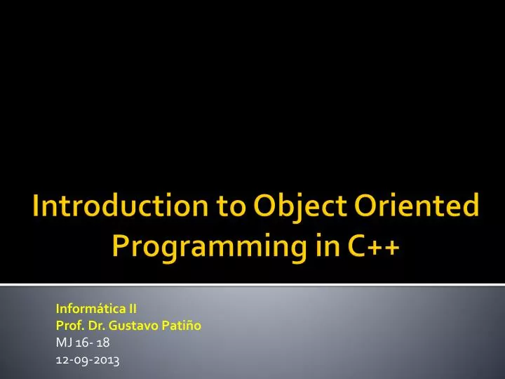 Ppt Introduction To Object Oriented Programming In C Powerpoint