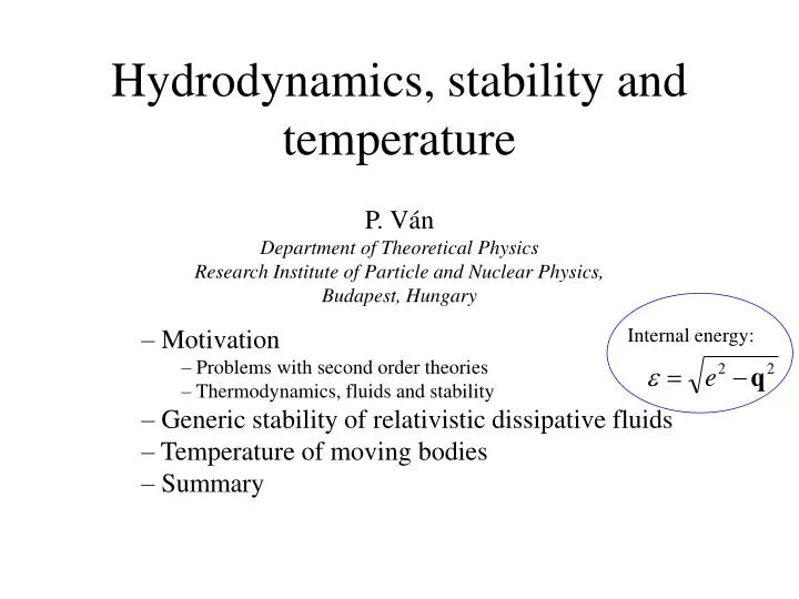 PPT - Hydrodynamics, stability and temperature PowerPoint Presentation ...