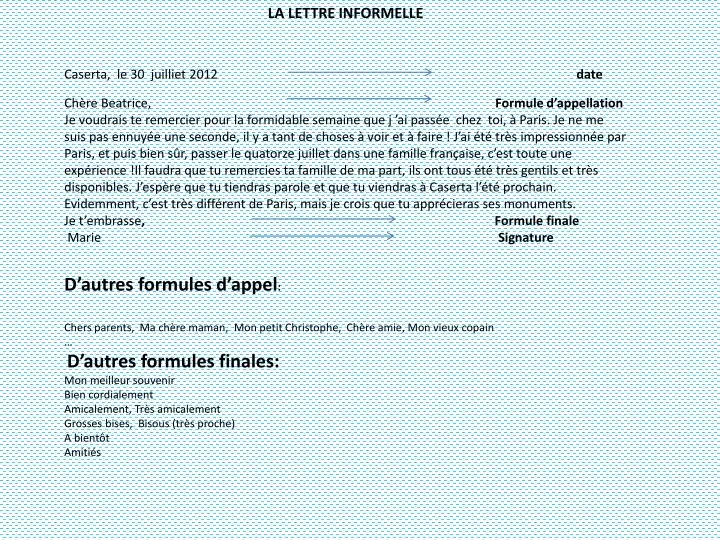 PPT - LA LETTRE INFORMELLE PowerPoint Presentation, free download - ID ...