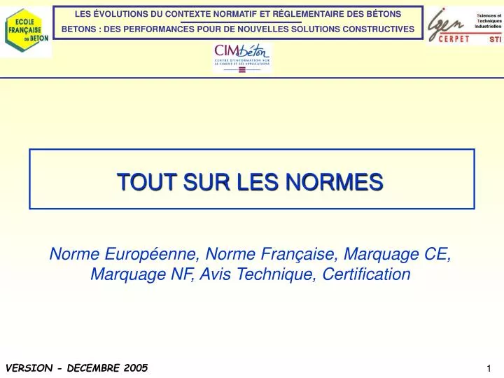 PPT - TOUT SUR LES NORMES PowerPoint Presentation, free download - ID ...