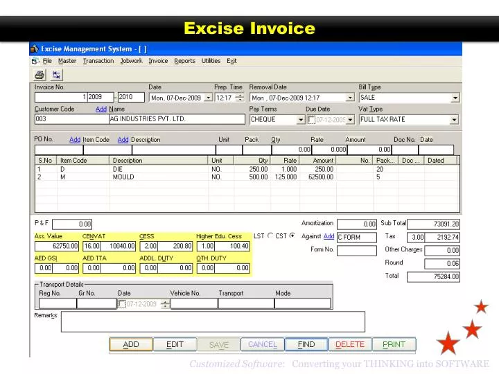 PPT - Excise Invoice PowerPoint Presentation, free download - ID:4920326