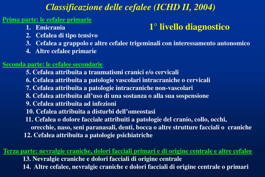 PPT - DIAGNOSTICA DIFFERENZIALE NEL PAZIENTE CEFALALGICO PowerPoint ...