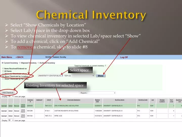 PPT - Chemical Inventory PowerPoint Presentation, free download - ID ...