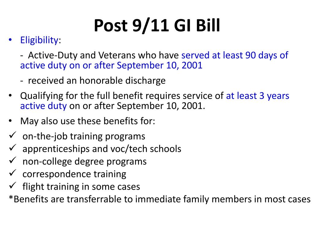 Gi Post 9/11 Bill