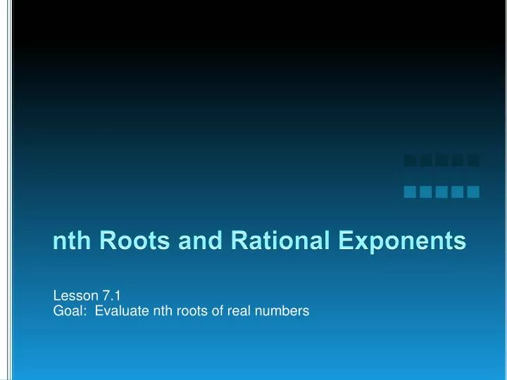 PPT - nth Roots and Rational Exponents PowerPoint Presentation, free ...