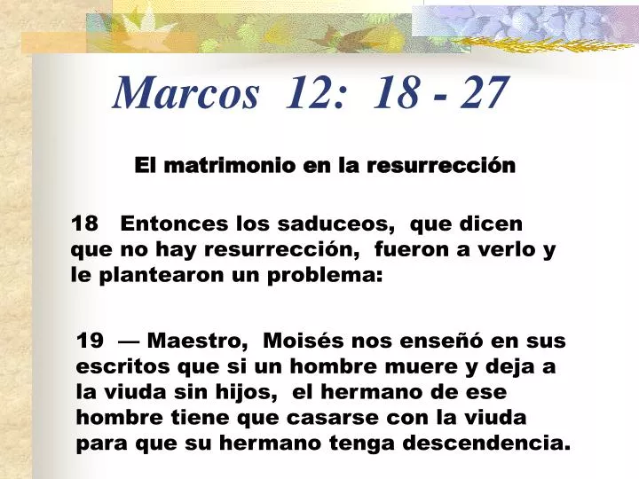 PPT - Marcos 12: 18 - 27 PowerPoint Presentation, free download - ID ...