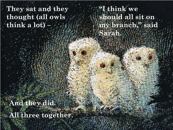 PPT - Once there were three baby owls: Sarah and Percy and Bill ...