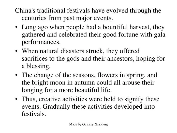 PPT - China's traditional festivals have evolved through the centuries ...