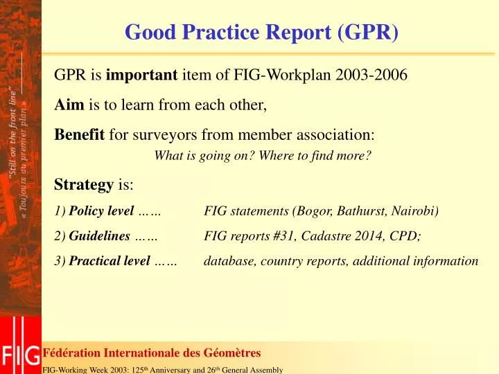 PPT - Good Practice Report (GPR) PowerPoint Presentation, free download ...