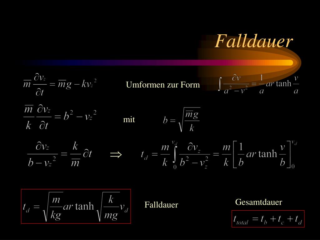 PPT - Berechnung des ballistischen Fluges mittels der Methode nach ...