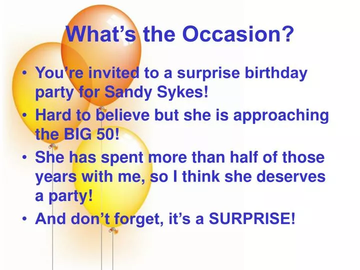 PPT - What’s the Occasion? PowerPoint Presentation, free download - ID ...