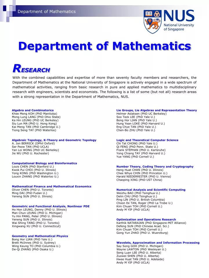PPT - Department of Mathematics PowerPoint Presentation, free download ...