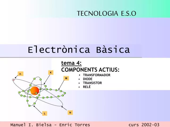 PPT - tema 4: COMPONENTS ACTIUS: TRANSFORMADOR DIODE TRANSISTOR RELÉ ...