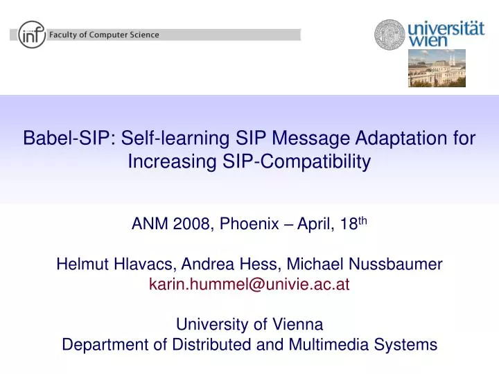 PPT - Babel-SIP: Self-learning SIP Message Adaptation for Increasing ...